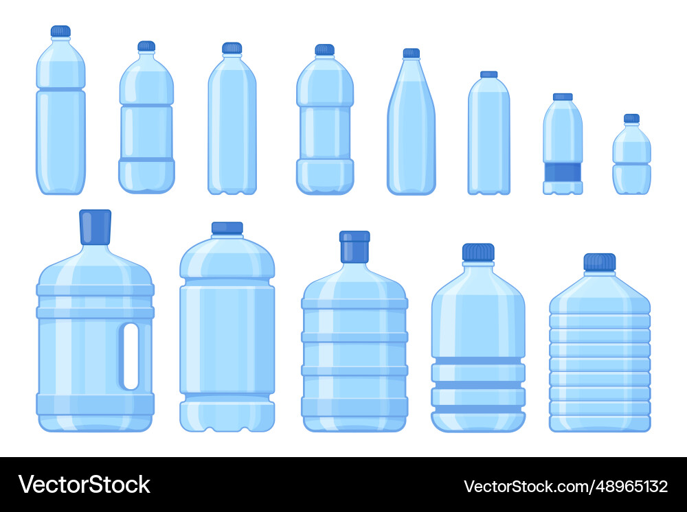Water plastic bottles cartoon empty Royalty Free Vector