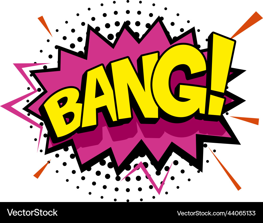 Bang word in comic style halftone color splash Vector Image