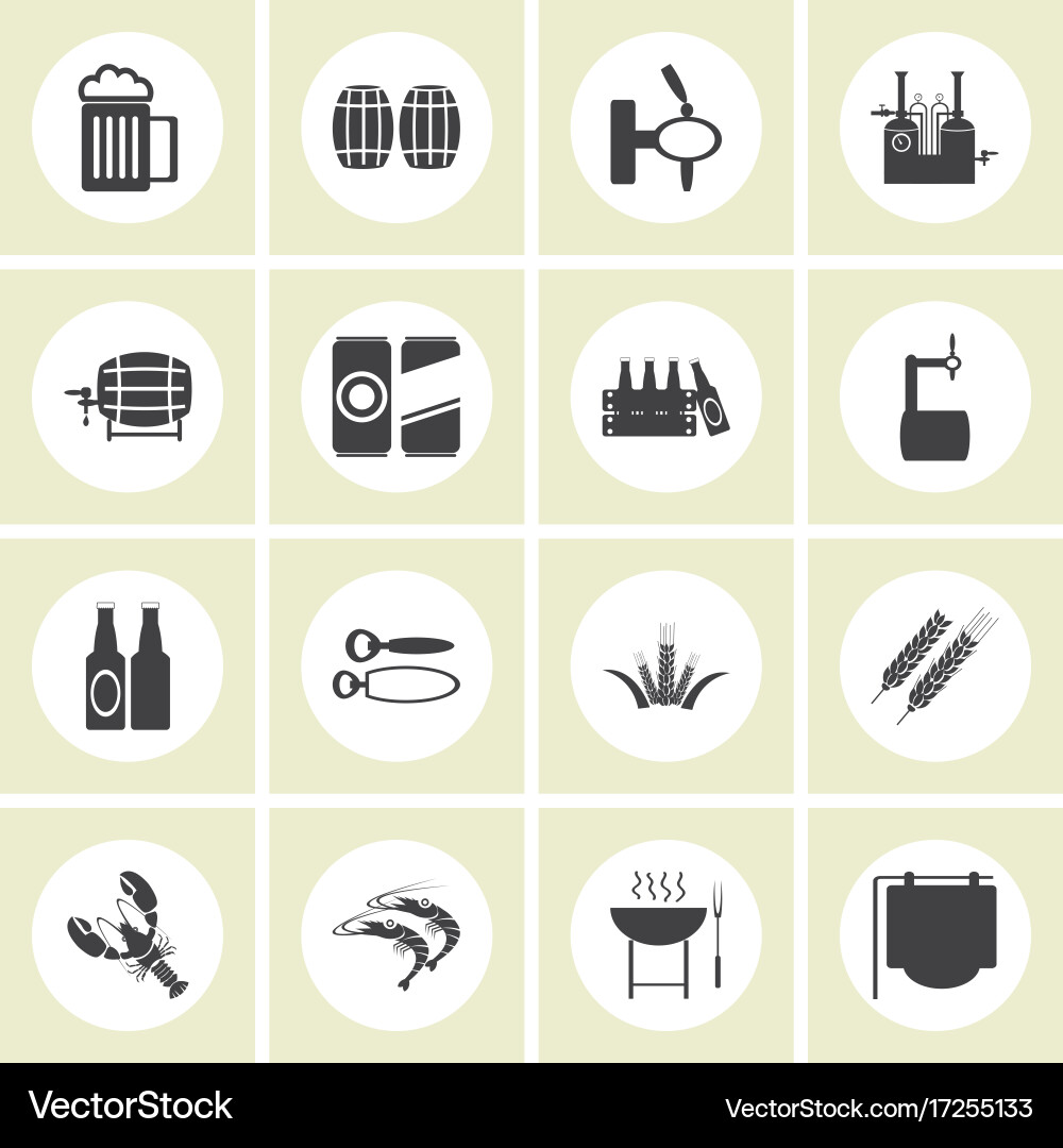 Beer icons set - bottle glass pint Royalty Free Vector Image