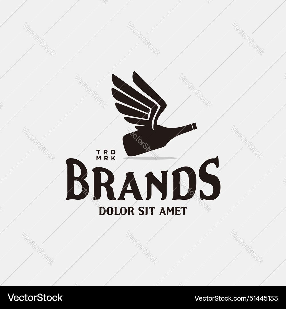 Bottle beer fly logo design inspiration Royalty Free Vector
