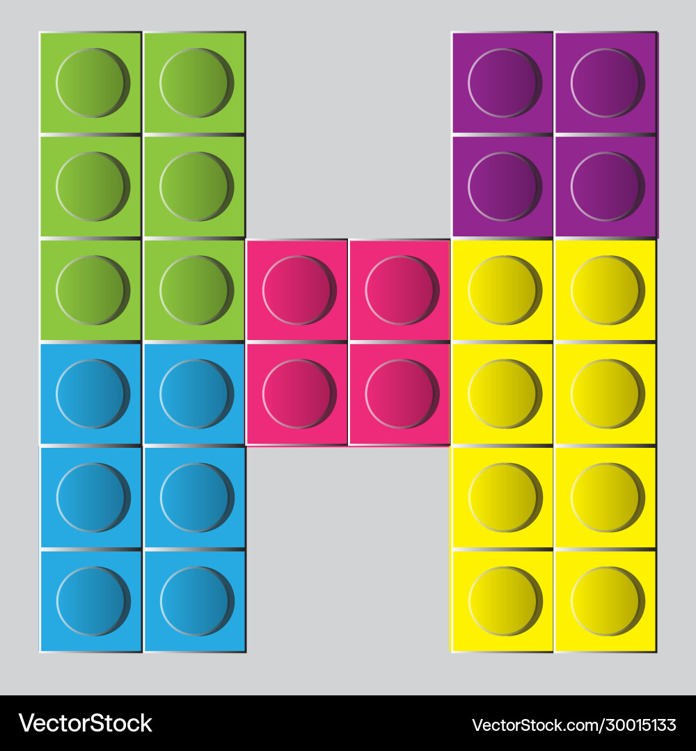 Colorful brick construction lego letter h Vector Image