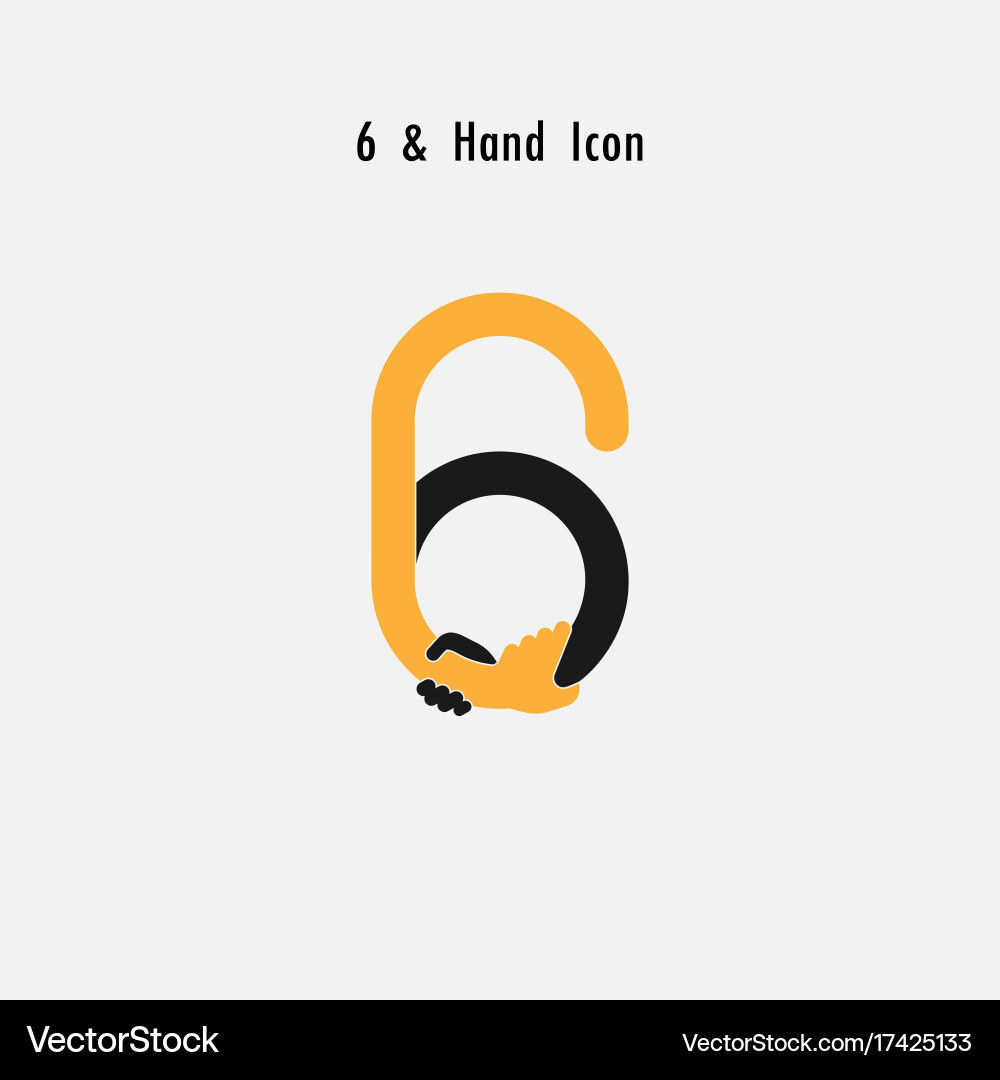 Creative 6- number icon abstract and hands Vector Image