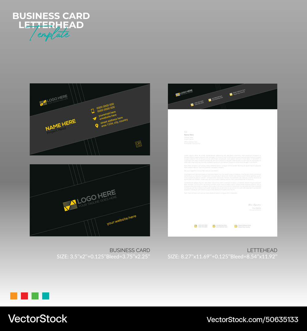 Letterhead and business card design Royalty Free Vector