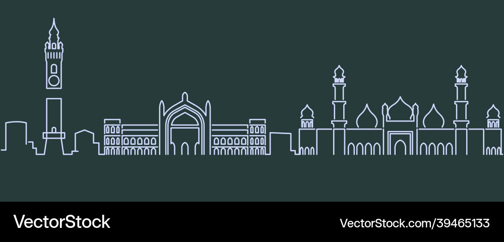Lucknow single line skyline profile Royalty Free Vector
