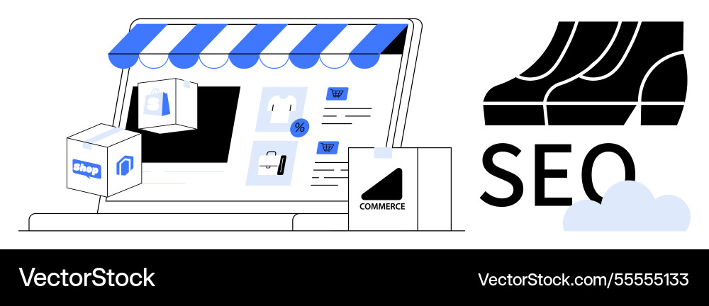 Online storefront with seo integration Royalty Free Vector