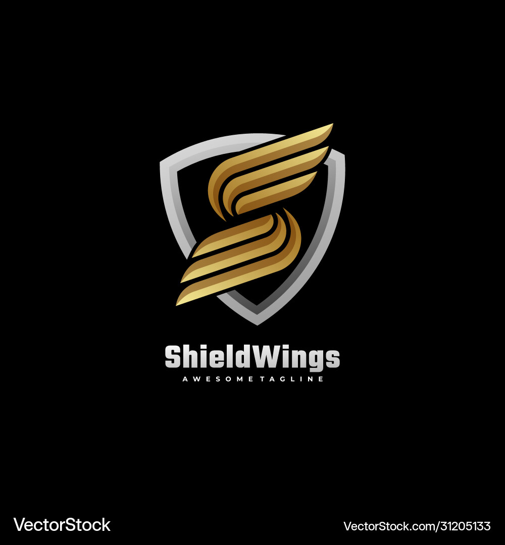 Shield Wings Logo - Gradient & Gold Royalty Free Vector