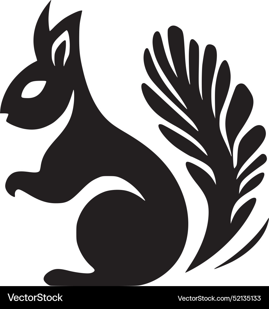 Squirrel - black and white Royalty Free Vector Image