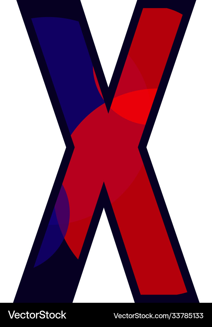 X blue red font template design Royalty Free Vector Image