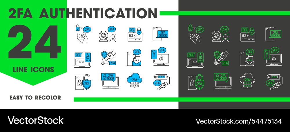 2fa two factor verification authentication icons Vector Image 2fa two factor verification authentication icons Vector Image