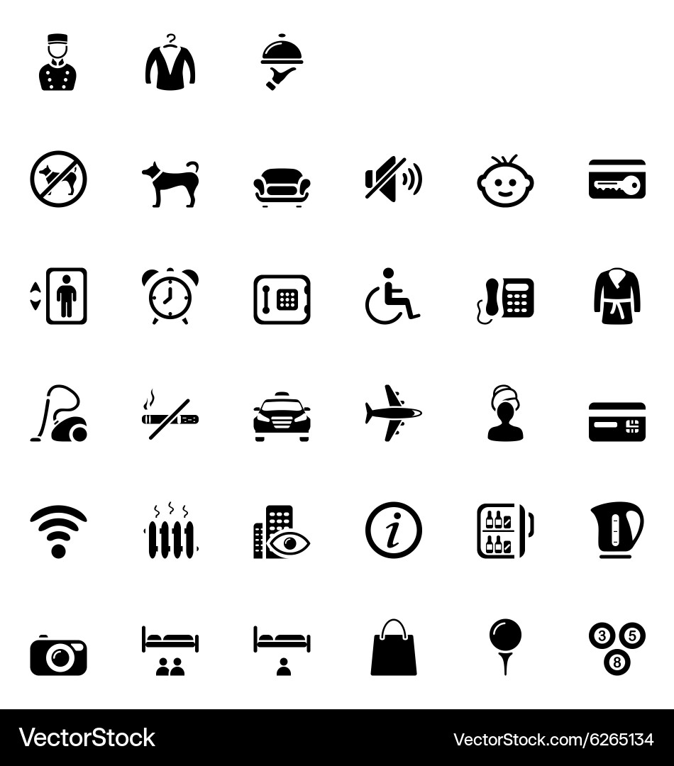 33 black hotel icons 02 Royalty Free Vector Image
