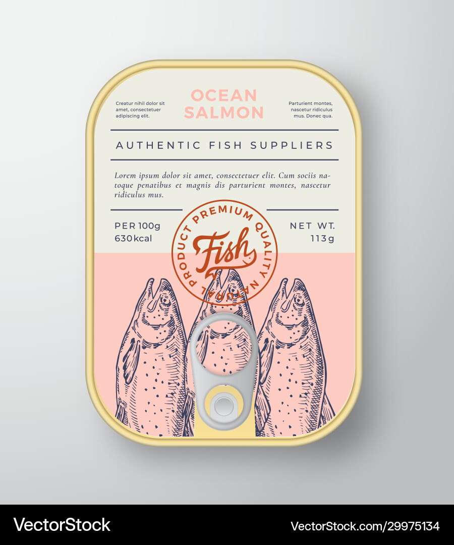 Canned ocean fish abstract aluminium Royalty Free Vector