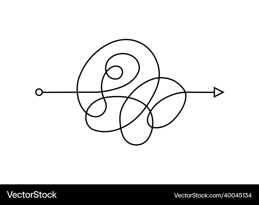 Chaos path with arrow the process Royalty Free Vector Image