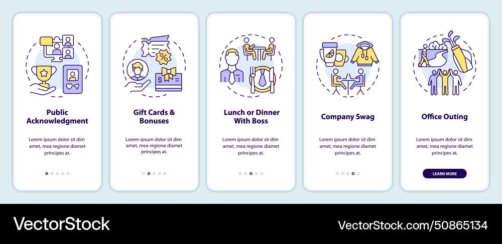 Employee recognition ideas onboarding mobile app Vector Image