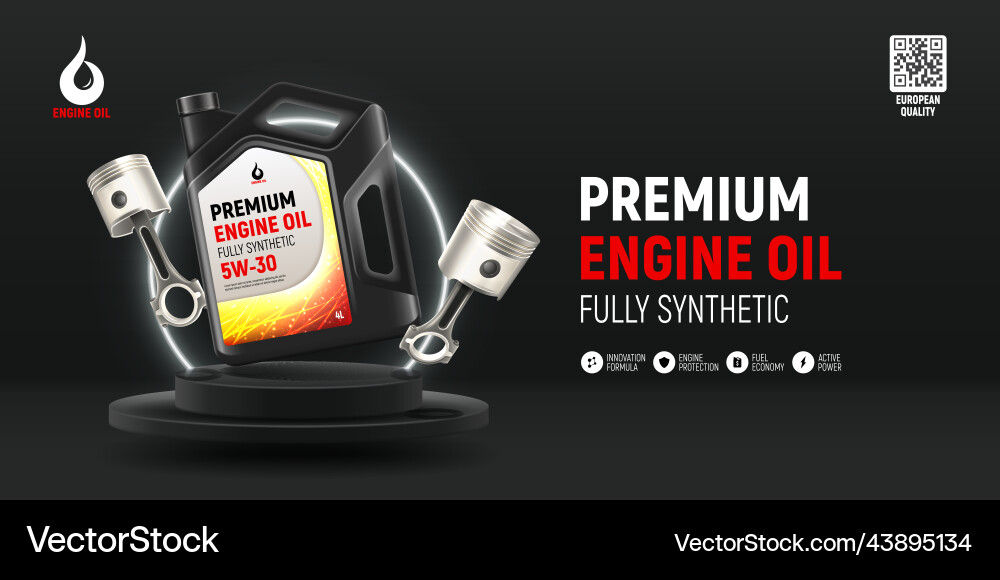 Engine oil advertising banner Royalty Free Vector Image