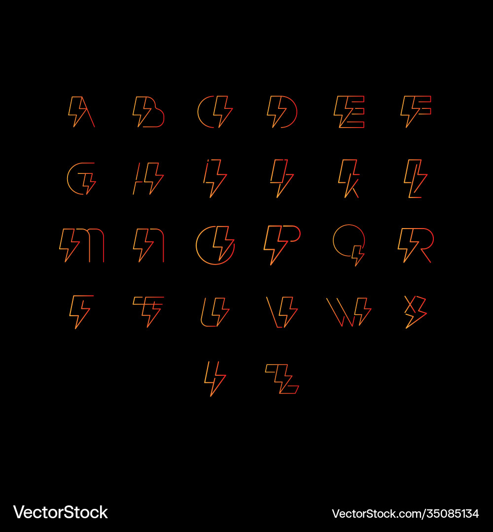 Flash alphabet font letters modern design Vector Image