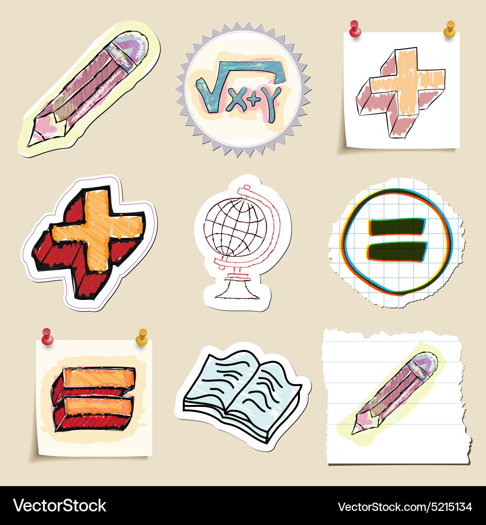 Hand drawn education emblems set isolated Vector Image