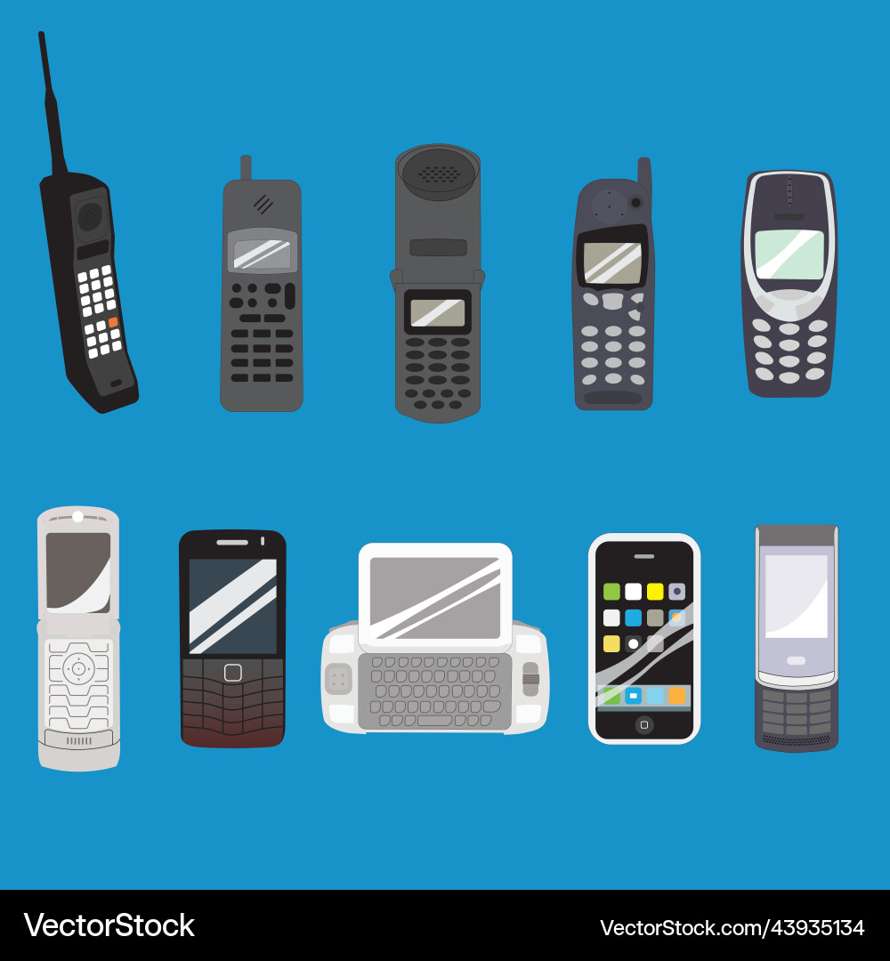 Mobile phone evolution Royalty Free Vector Image