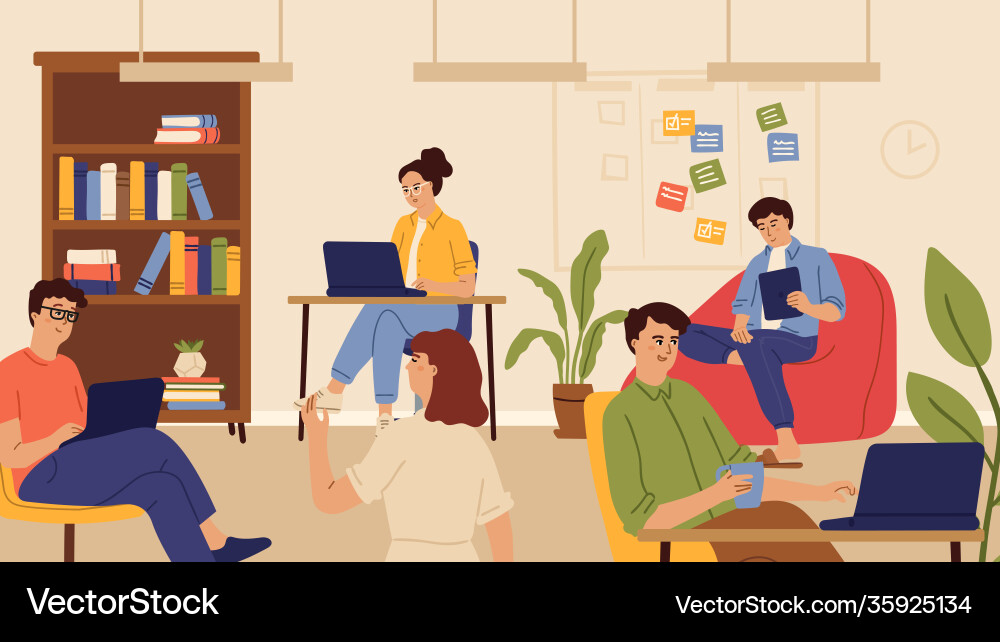 Office workers people working company team or co Vector Image