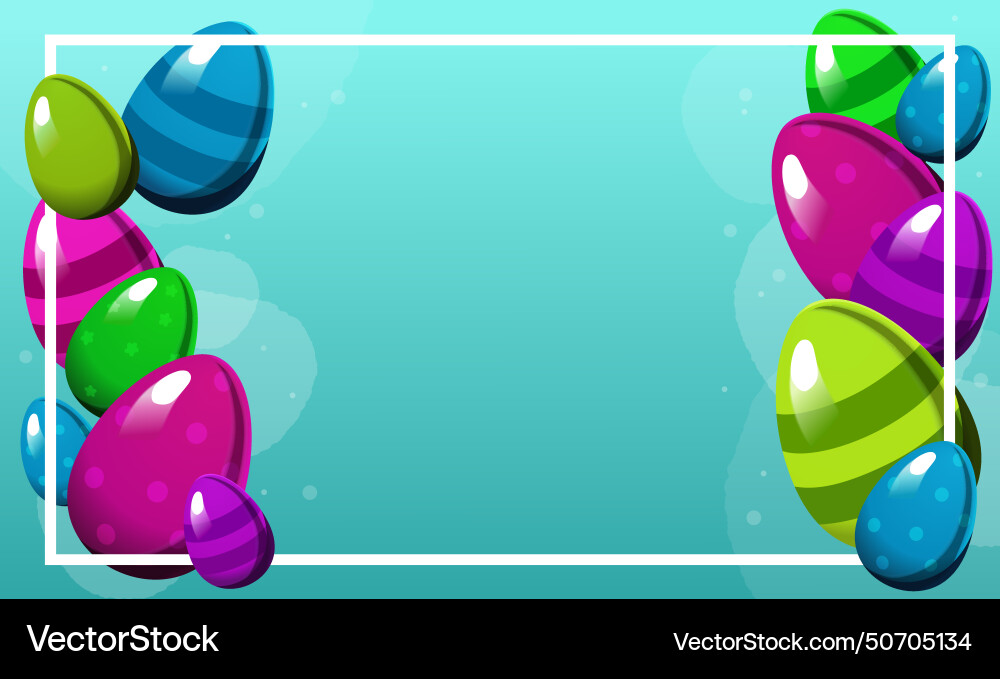 Rectangular frame with colorful easter eggs Vector Image