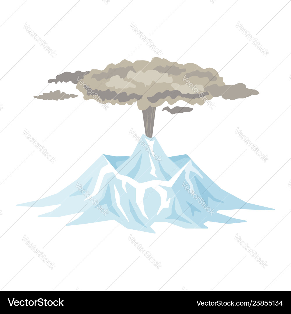 Volcano eruption with smoke ashes isolated Vector Image