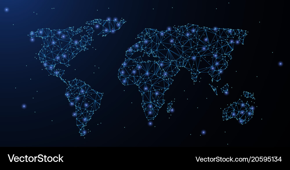World map polygonal wireframe mesh looks like Vector Image