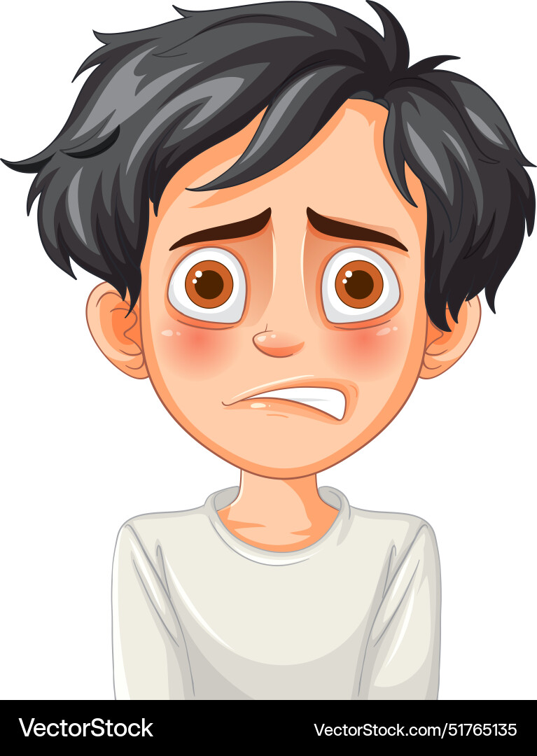 A boy looking anxious and concerned Royalty Free Vector