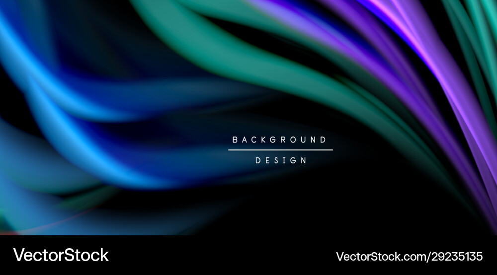 Abstract silk smooth lines on black multicolored Vector Image