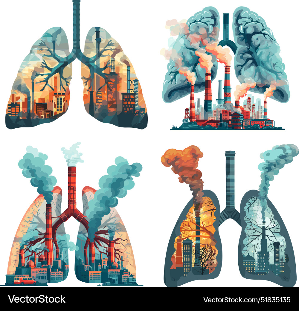 Bad ecology cartoon concepts pipes Royalty Free Vector Image