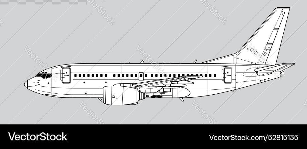 Boeing 737-600 Airliner Side View Royalty Free Vector Image