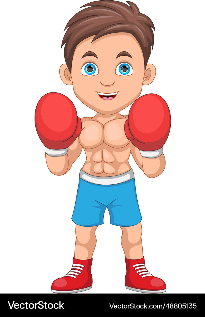 Boxer Junge Cartoon Lizenzfreies Vektorbild - VectorStock