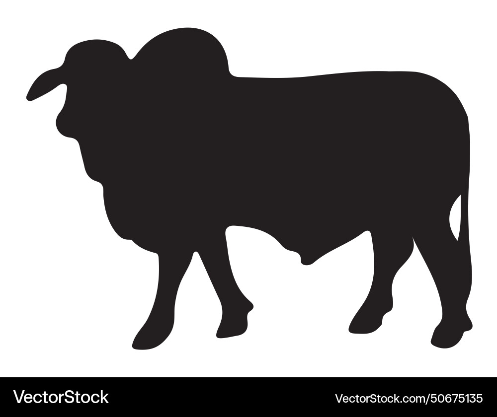 Brahman bull silhouette art Royalty Free Vector Image