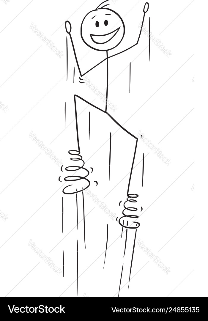 Cartoon Man Jumping with Springs Royalty Free Vector Image