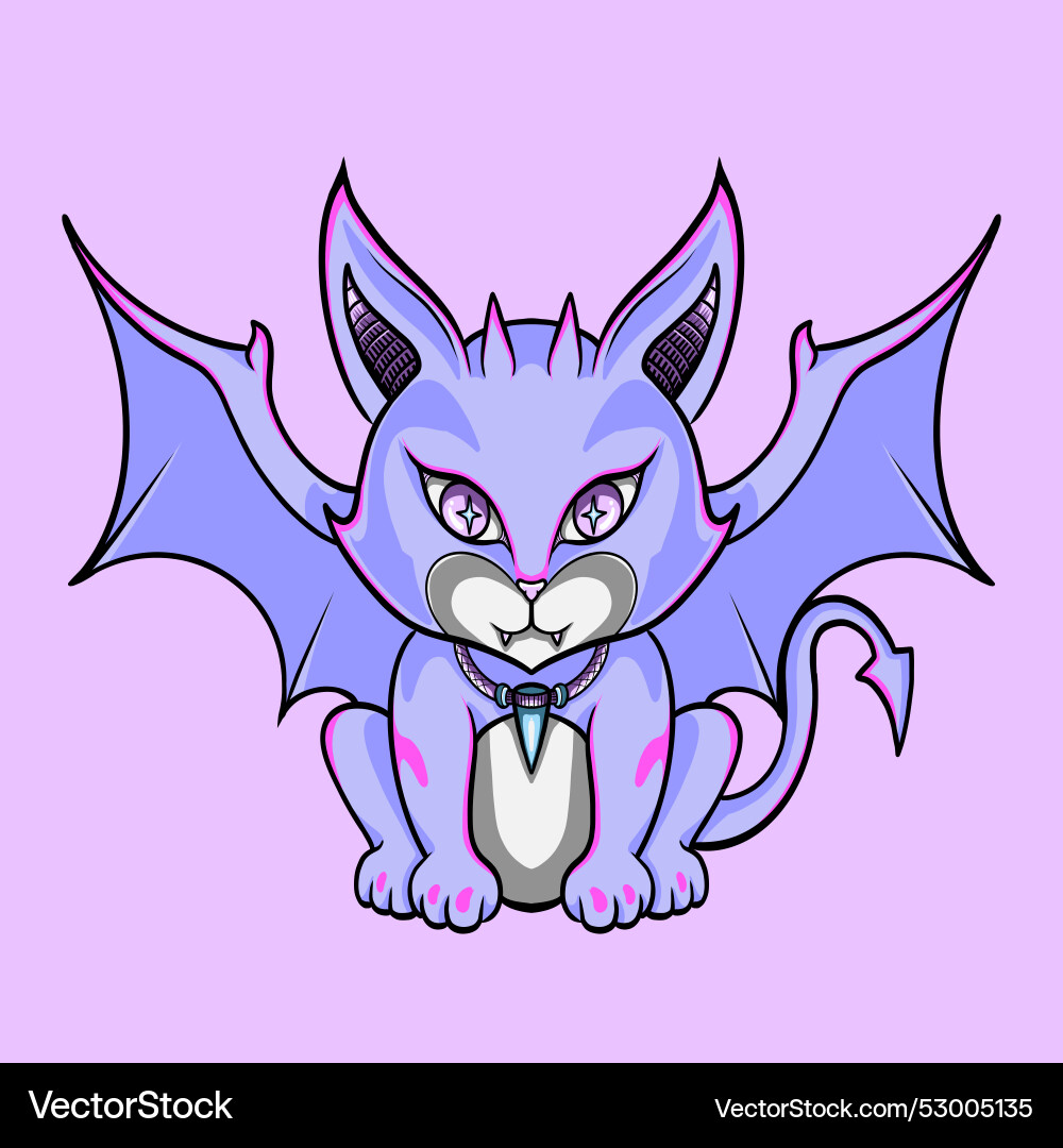 Cat with devil vibe for poster and tshirt design Vector Image