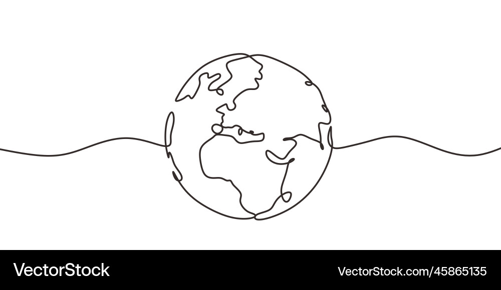 Continuous Earth Line Drawing Royalty Free Vector Image