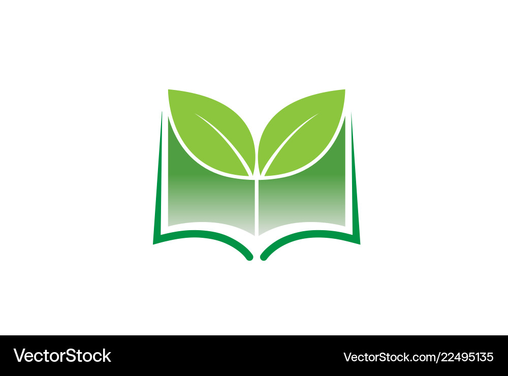 Creative green book leaf logo Royalty Free Vector Image
