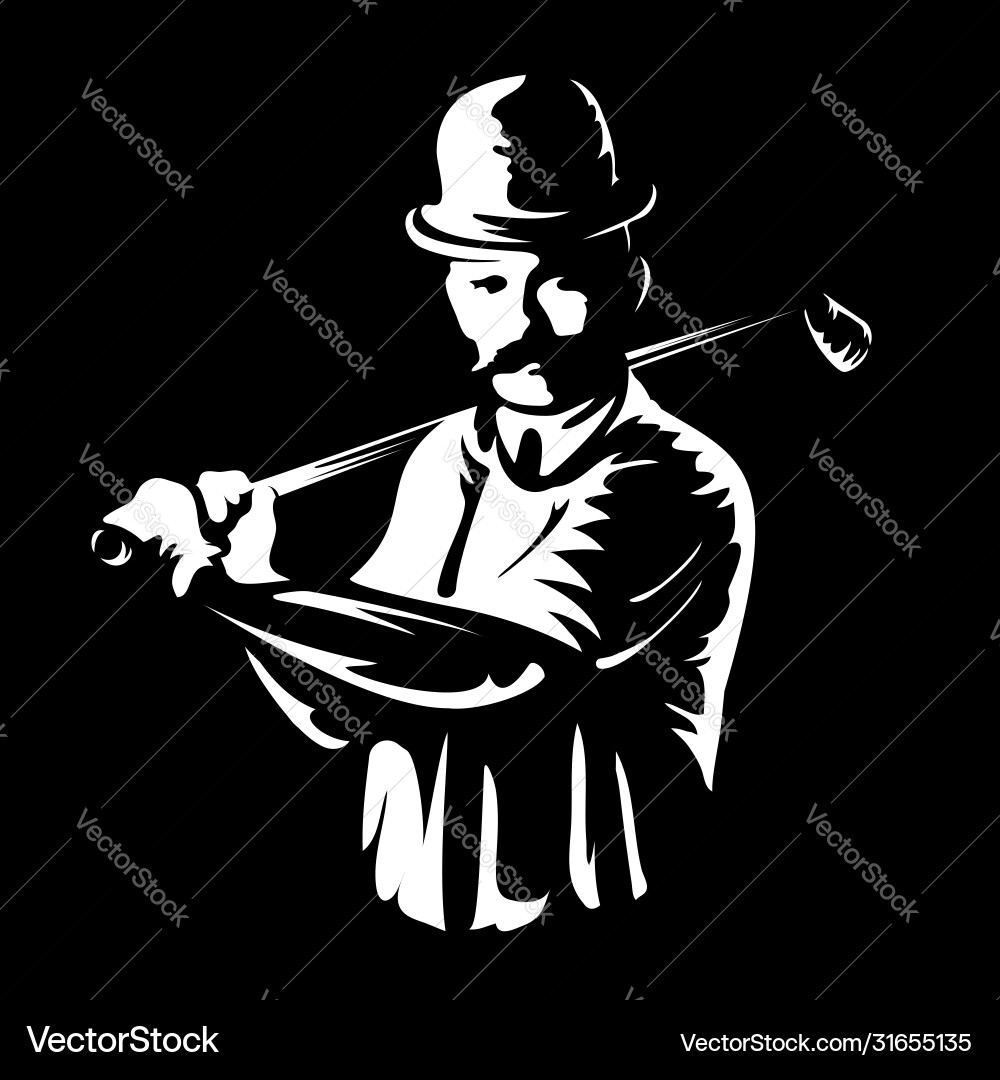 Golf player logo stamp or golfer man figure Vector Image