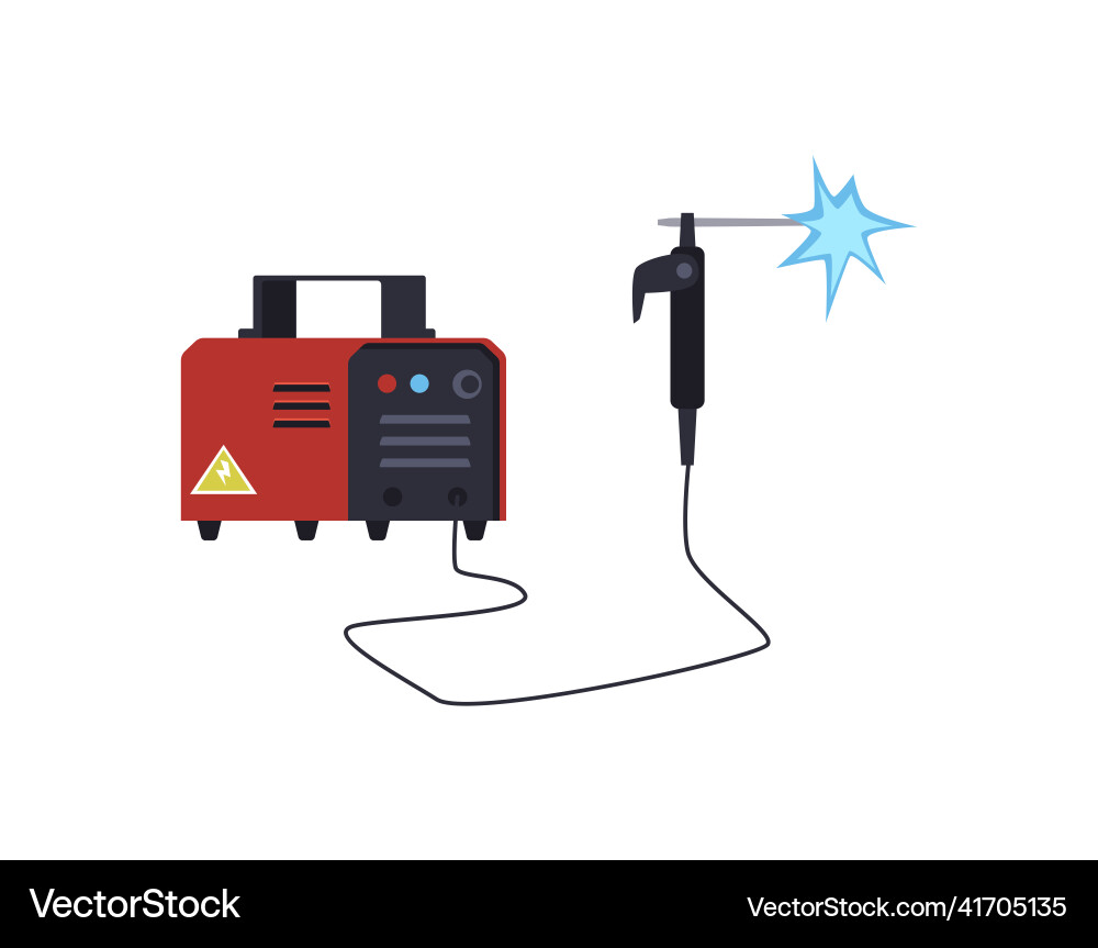 Industrial welding machine with accessories flat Vector Image