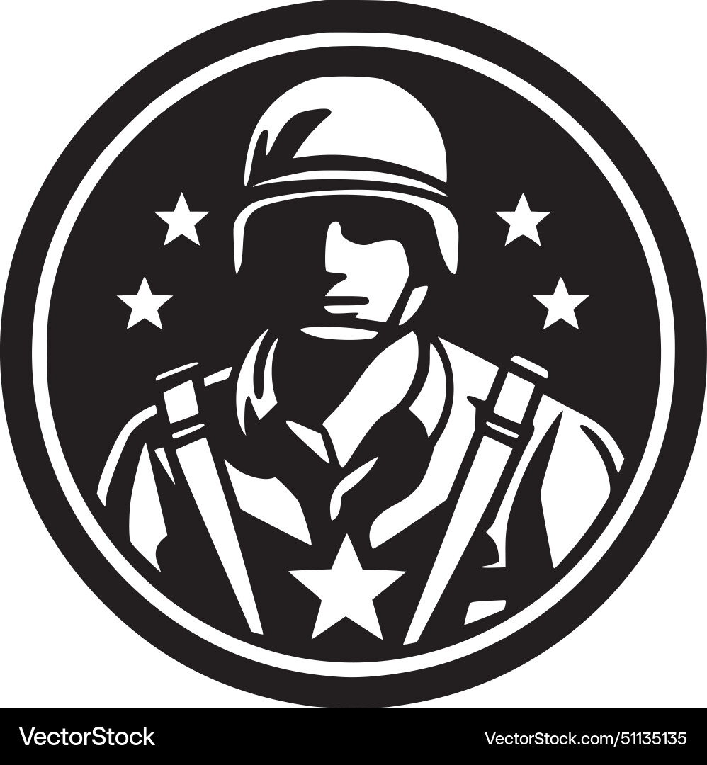 Military - black and white isolated icon Vector Image