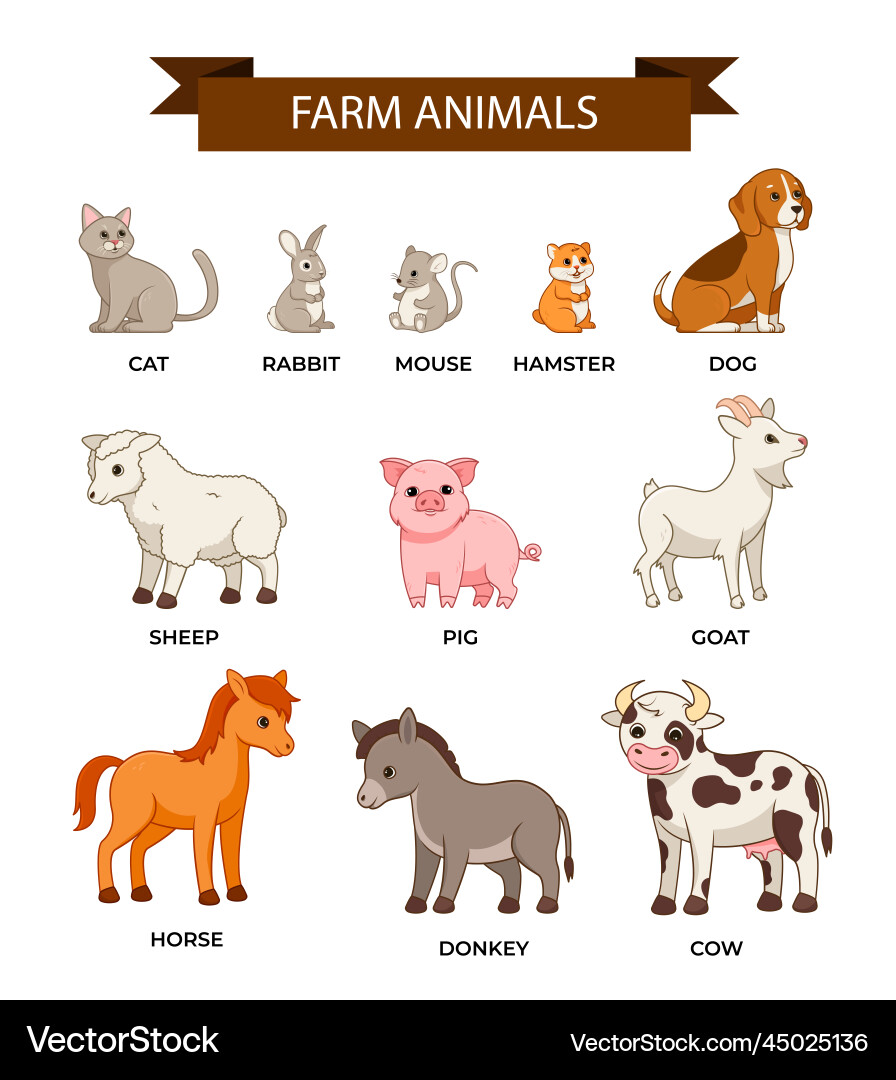 Farm Animals Cartoon Set Royalty Free Vector Image