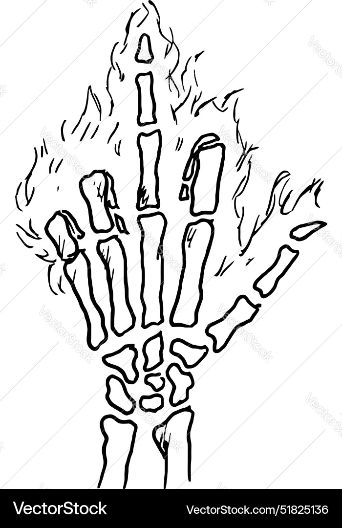 Funny skeleton middle finger silhouette art Vector Image