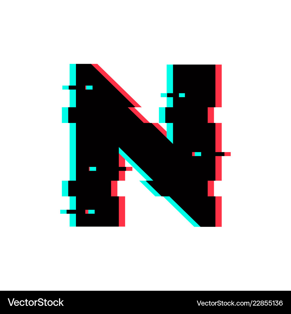 Glitch N Logo - Distortion Effect Royalty Free Vector Image