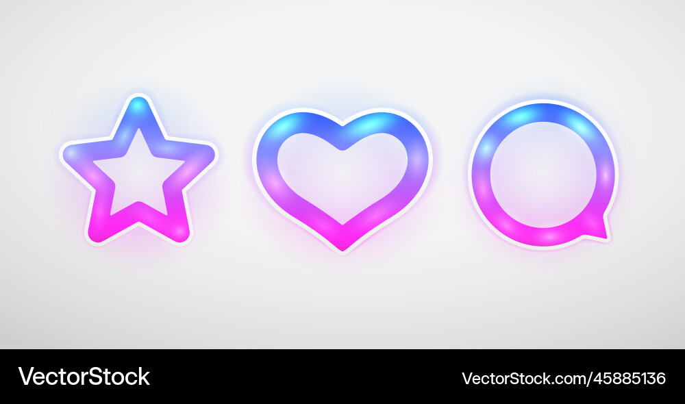 Glowing led lamp neon icons set Royalty Free Vector Image