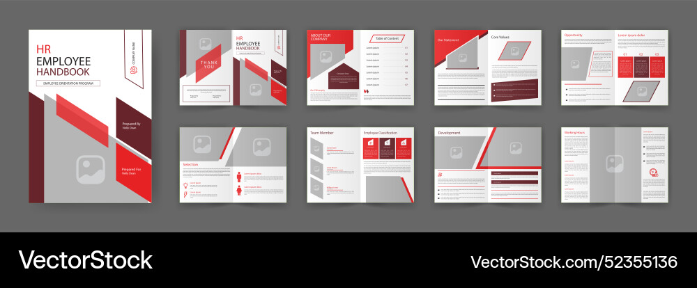 Hr employee handbook brochure template Royalty Free Vector