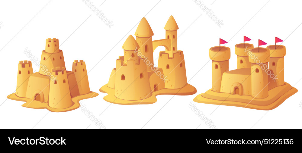 Sandcastle summer play cartoon beach Royalty Free Vector