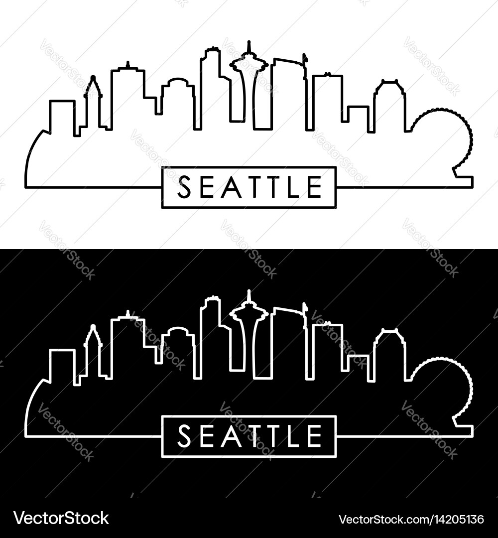 Seattle Skyline Linear Art Royalty Free Vector Image