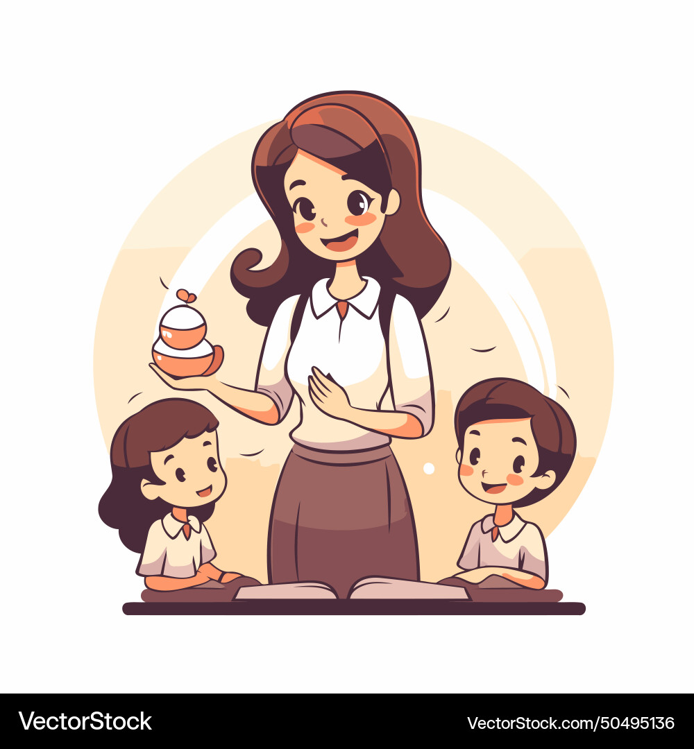 Teacher and children Royalty Free Vector Image