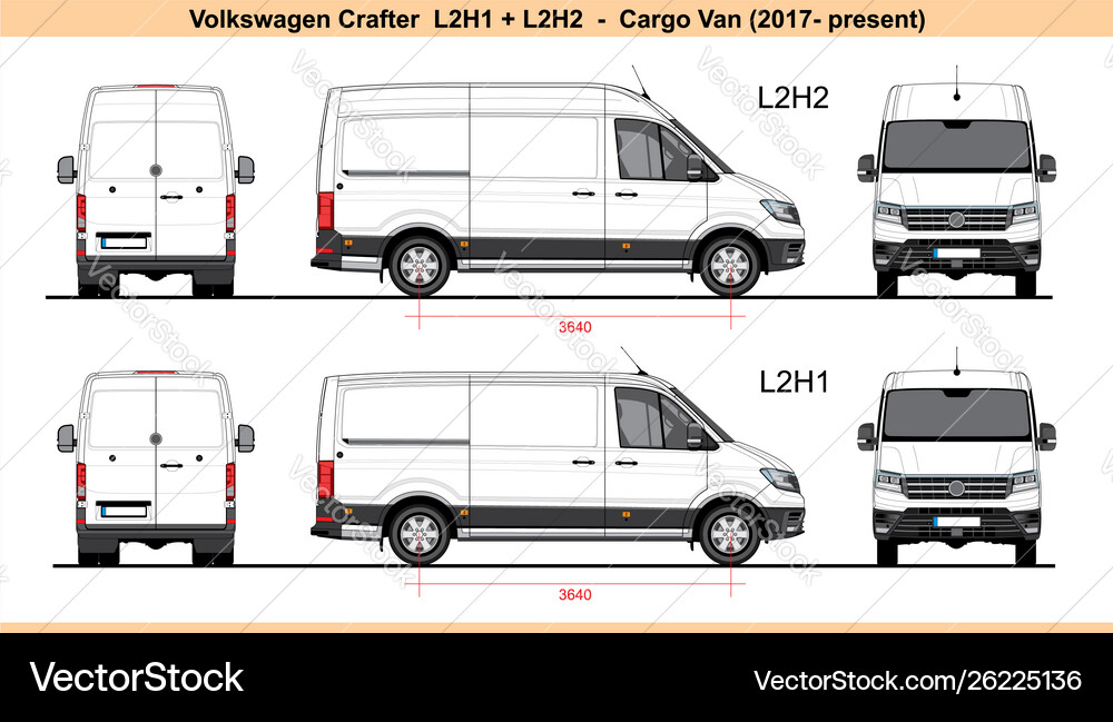 Volkswagen Handwerker van l2h1 l2h2 2017-präsent Vektorbild