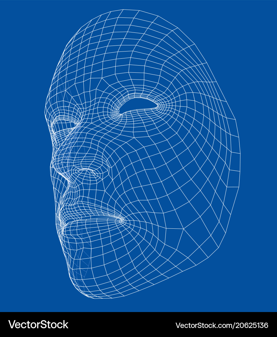 Wire-frame abstract human face Royalty Free Vector Image