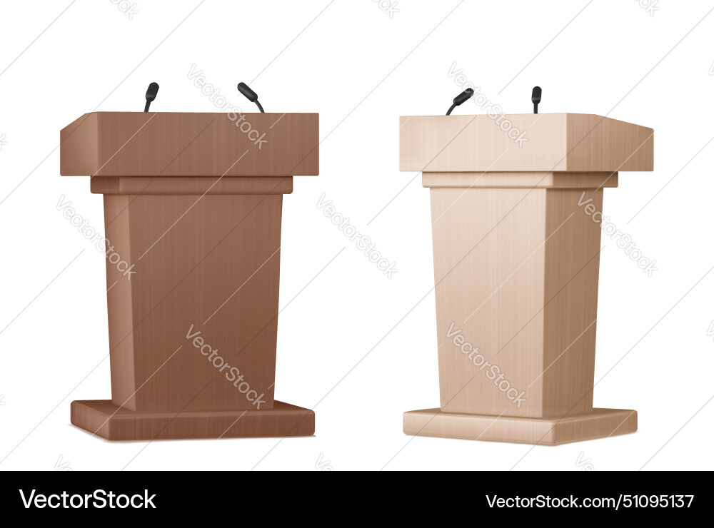 Brown wooden pulpit with microphone Royalty Free Vector