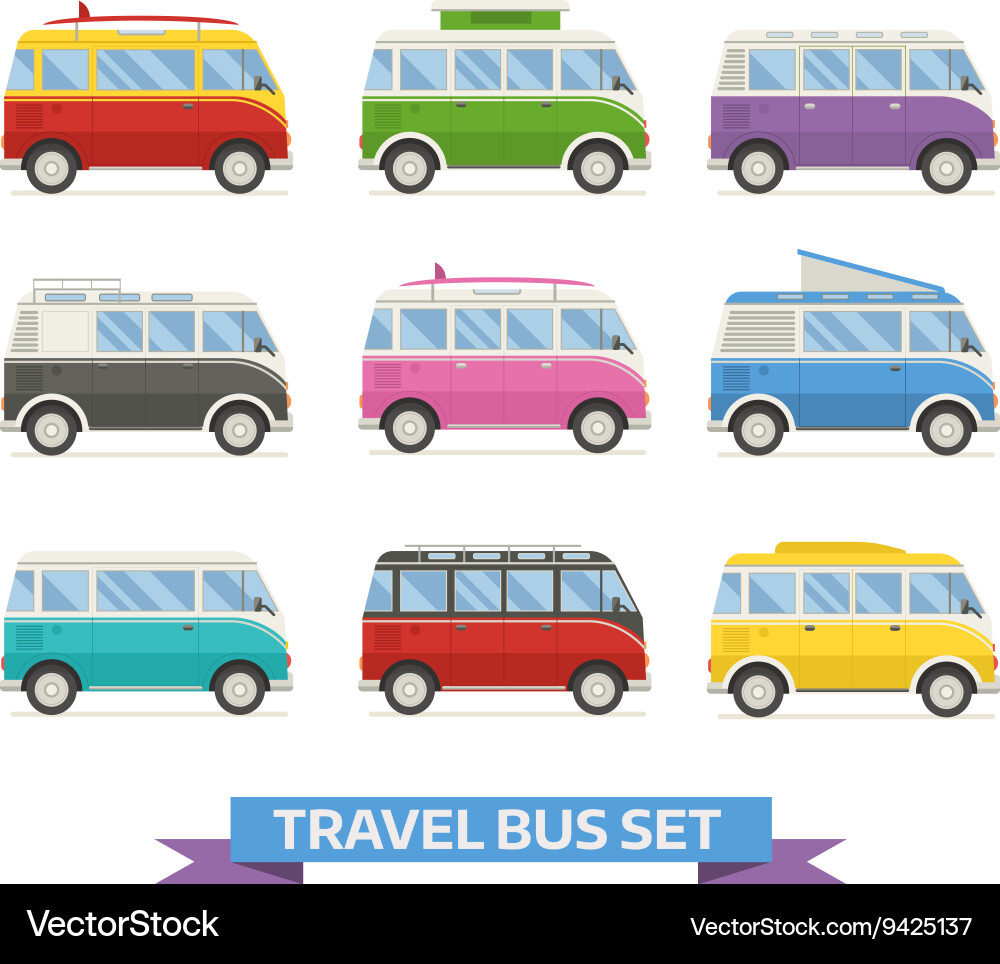 Bus-set Royalty Free Vector Image - VectorStock